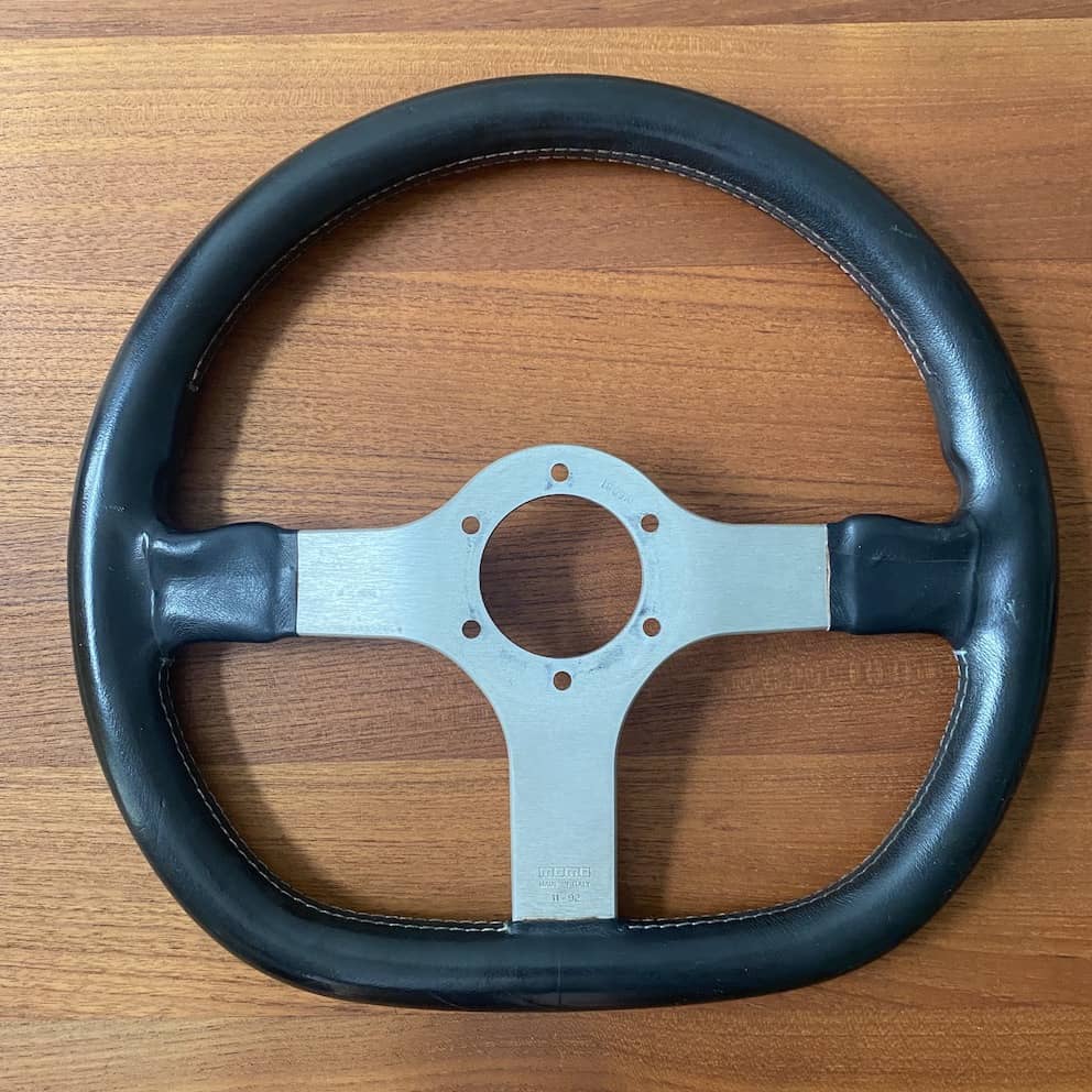 Rare Momo D-cut steering wheel, 350mm diameter, made 1992